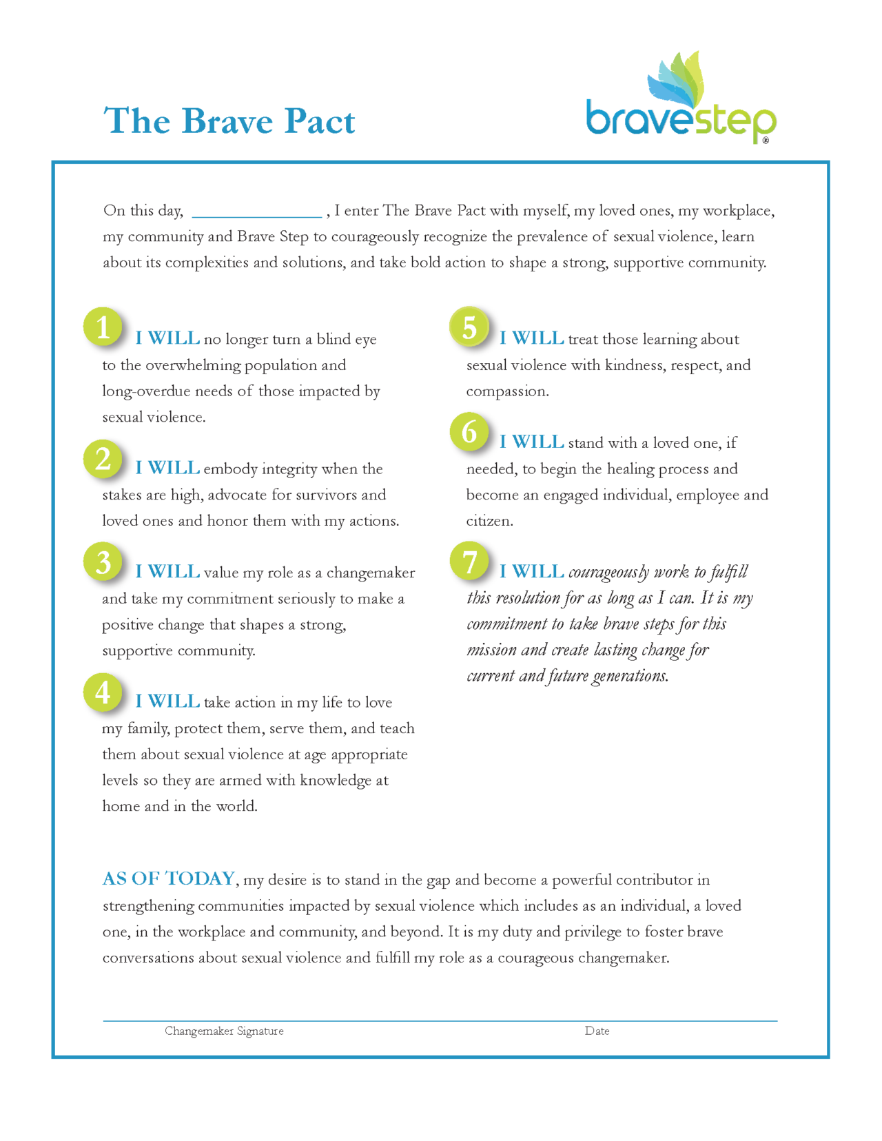 Changemaker - Brave Step Sexual Violence Prevention